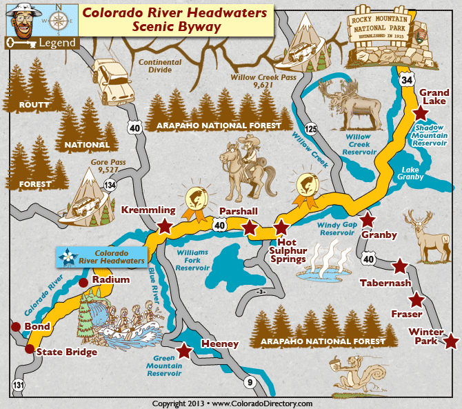 Colorado River Headwaters Scenic Byway Map | Colorado Vacation Directory