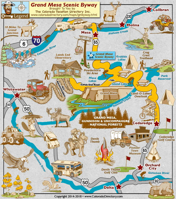 Grand Mesa Scenic Byway Map | Colorado Vacation Directory