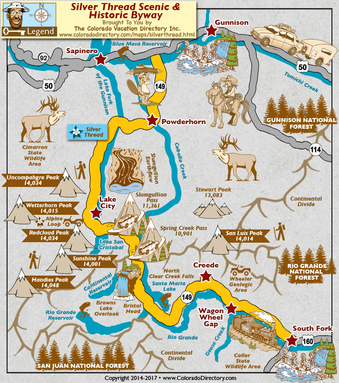 Silver Thread Scenic Byway Map | Colorado Vacation Directory